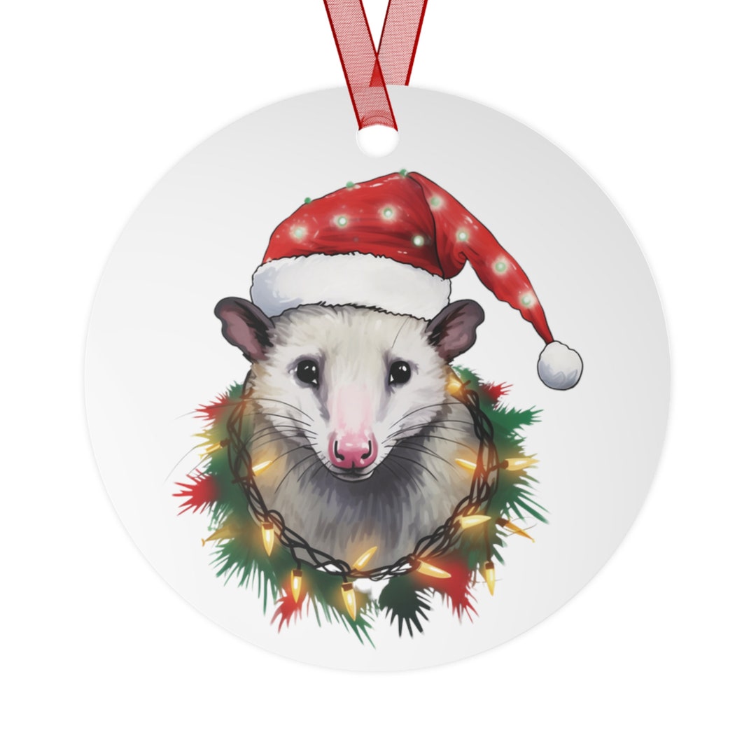 Christmas Possum Metal Ornament, Santa Opossum Xmas Ornament, Gift for ...