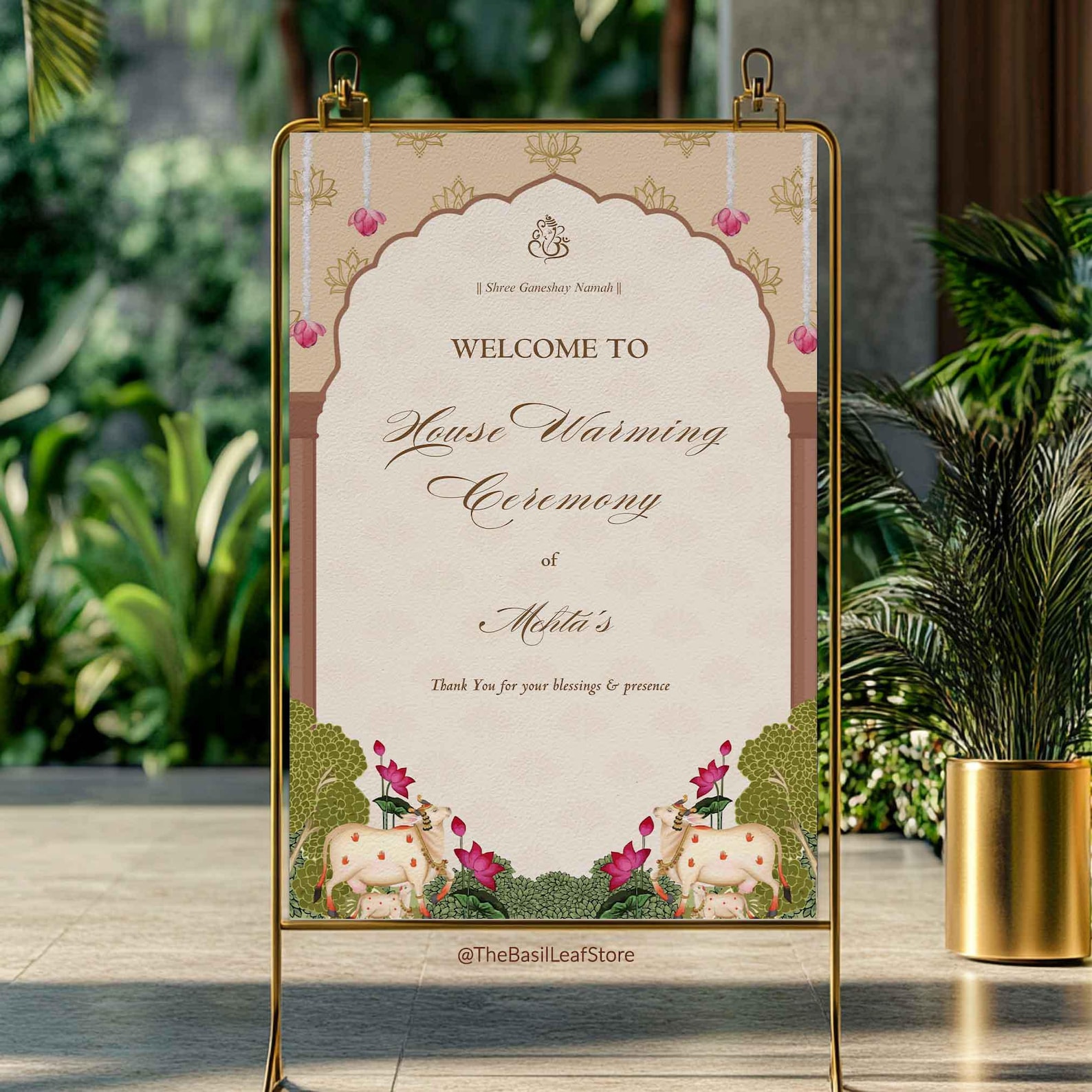 Griha Pravesh Welcome Sign Board, Indian Traditional Housewarming ...