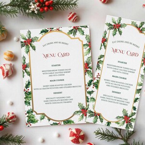 Christmas Menu Card for Christmas Party, Editable Online Christmas ...
