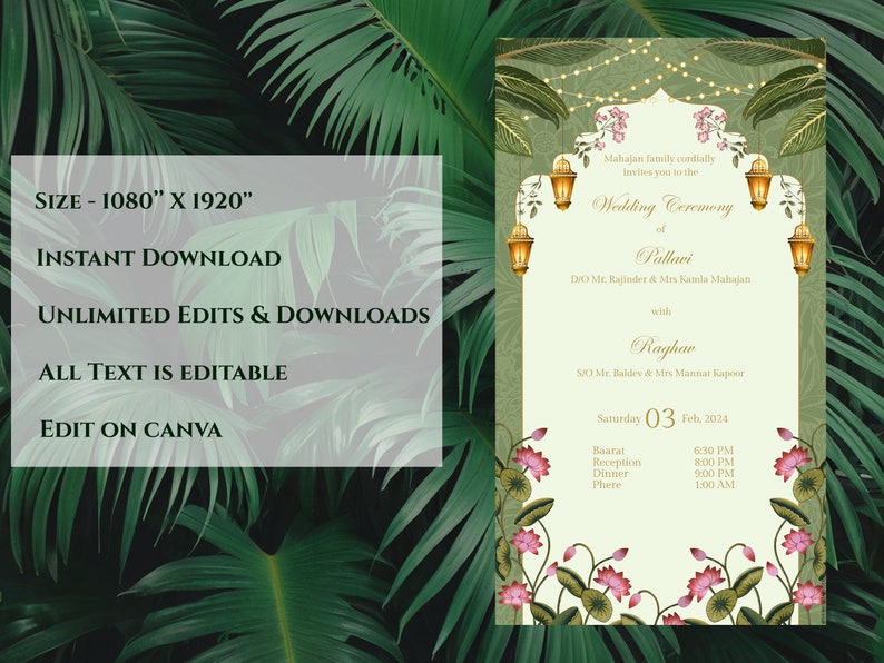 Indian Wedding Invitation Design for Traditional Wedding Pichwai ...