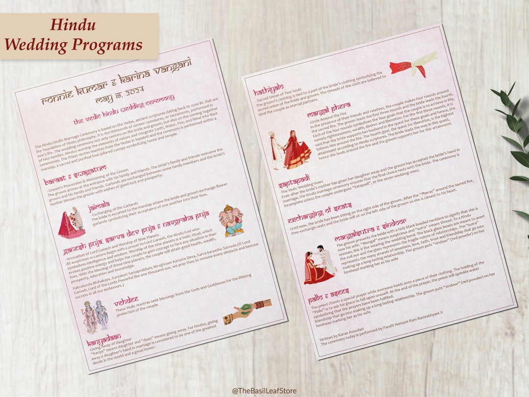 Hindu Wedding Program Guide as Indian Wedding Program Guide, Hindu ...