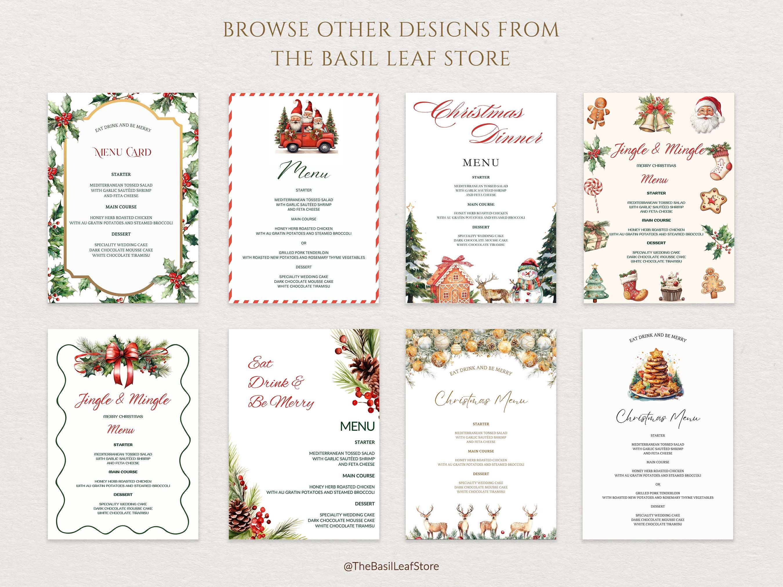 Buy Christmas Menu Card for Christmas Party, Editable Online Christmas ...