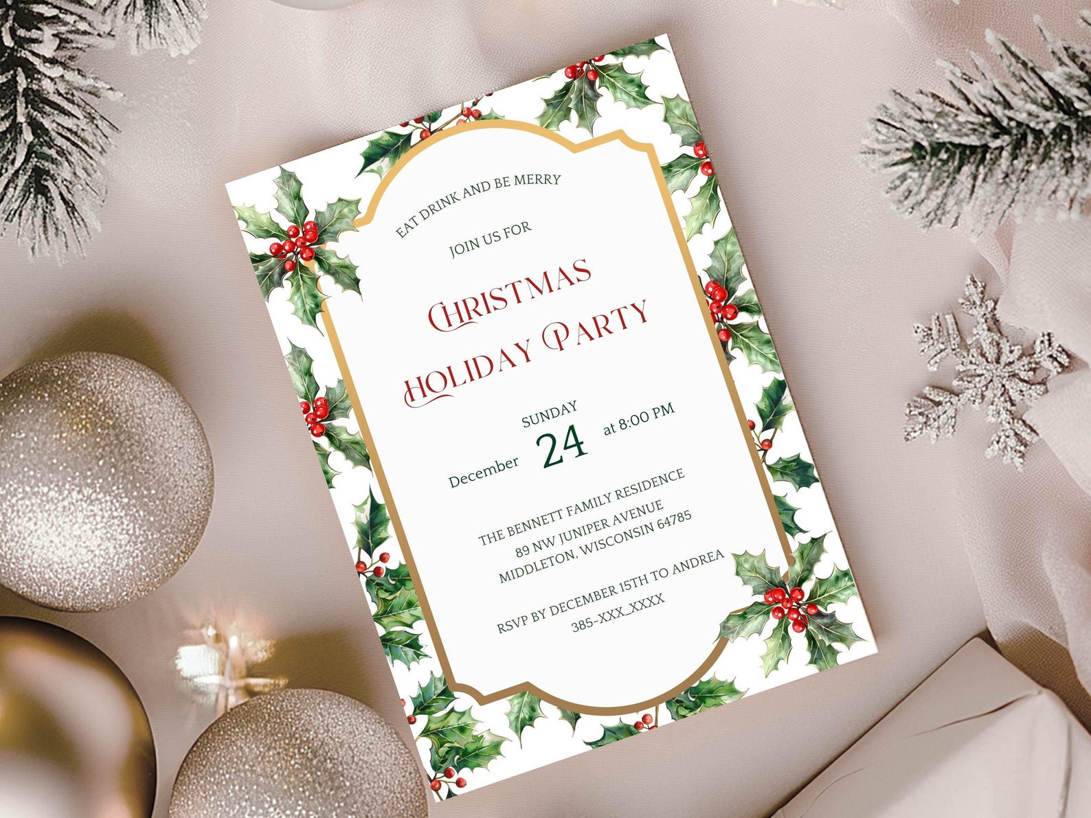 Merry Christmas Party Invitation as Online Christmas Invite, Christmas ...