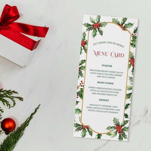 Christmas Menu Card for Christmas Party, Editable Online Christmas ...