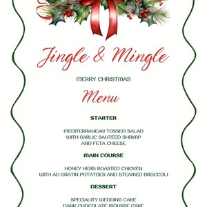Christmas Menu Card for Christmas Party, Editable Online Christmas ...