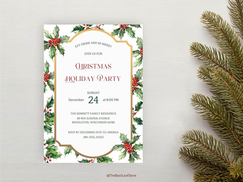 Merry Christmas Party Invitation as Online Christmas Invite, Christmas ...