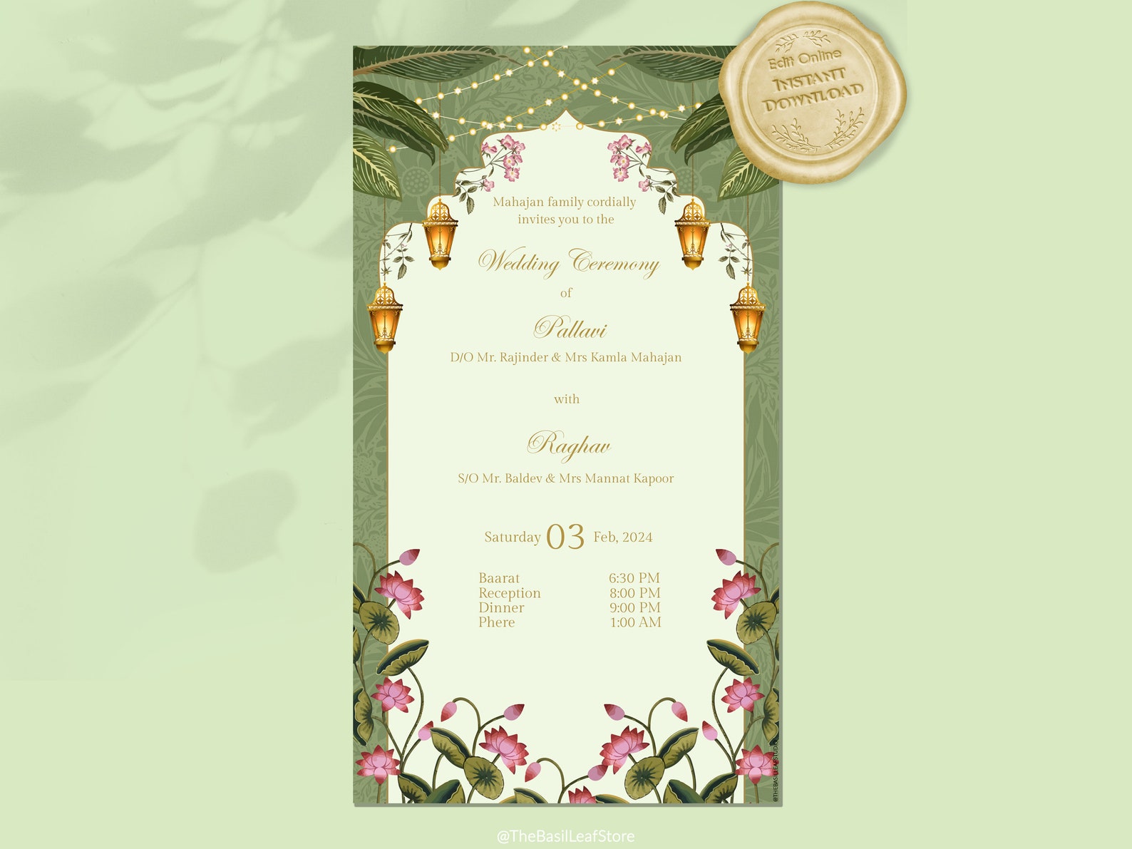 Indian Wedding Invitation Design for Traditional Wedding Pichwai ...