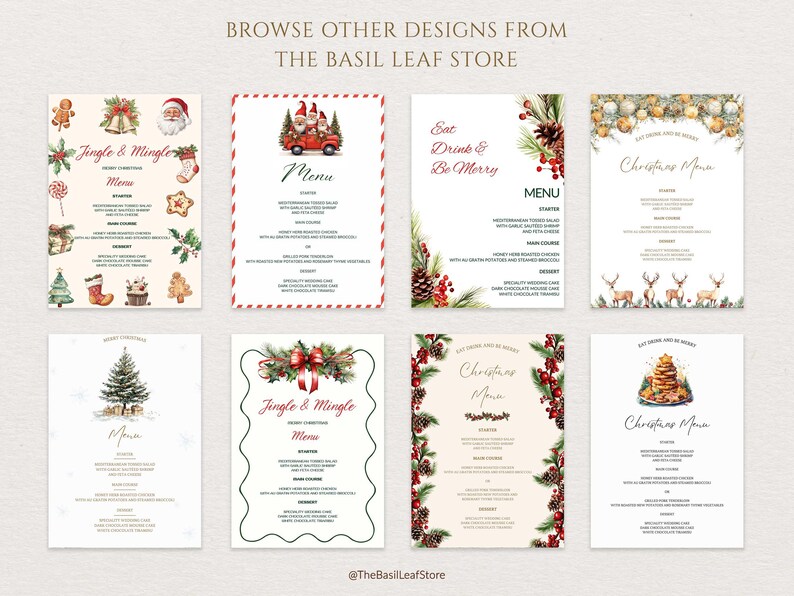 Christmas Menu Card for Christmas Party, Editable Online Christmas ...