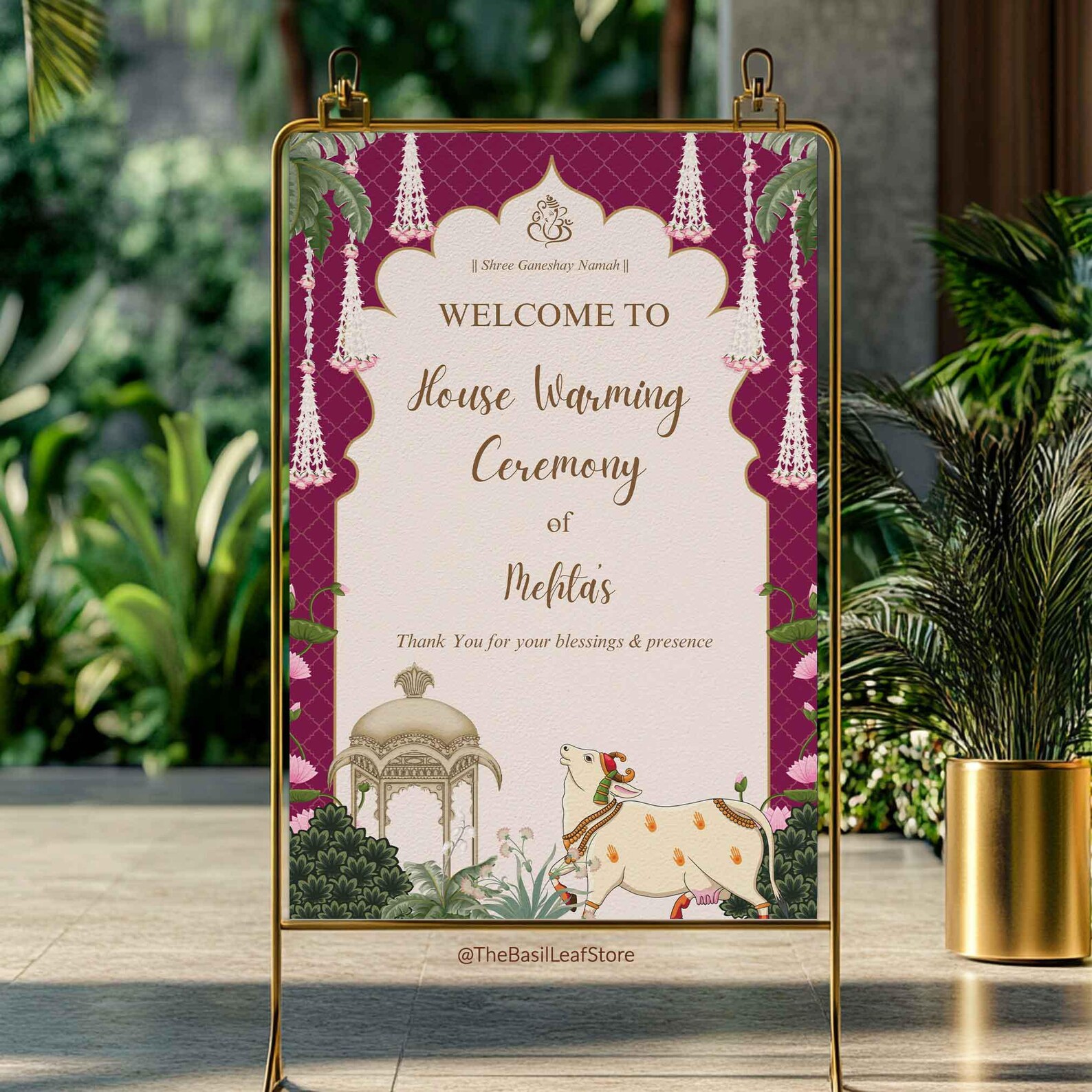 Griha Pravesh Welcome Sign Board, Indian Traditional Housewarming ...