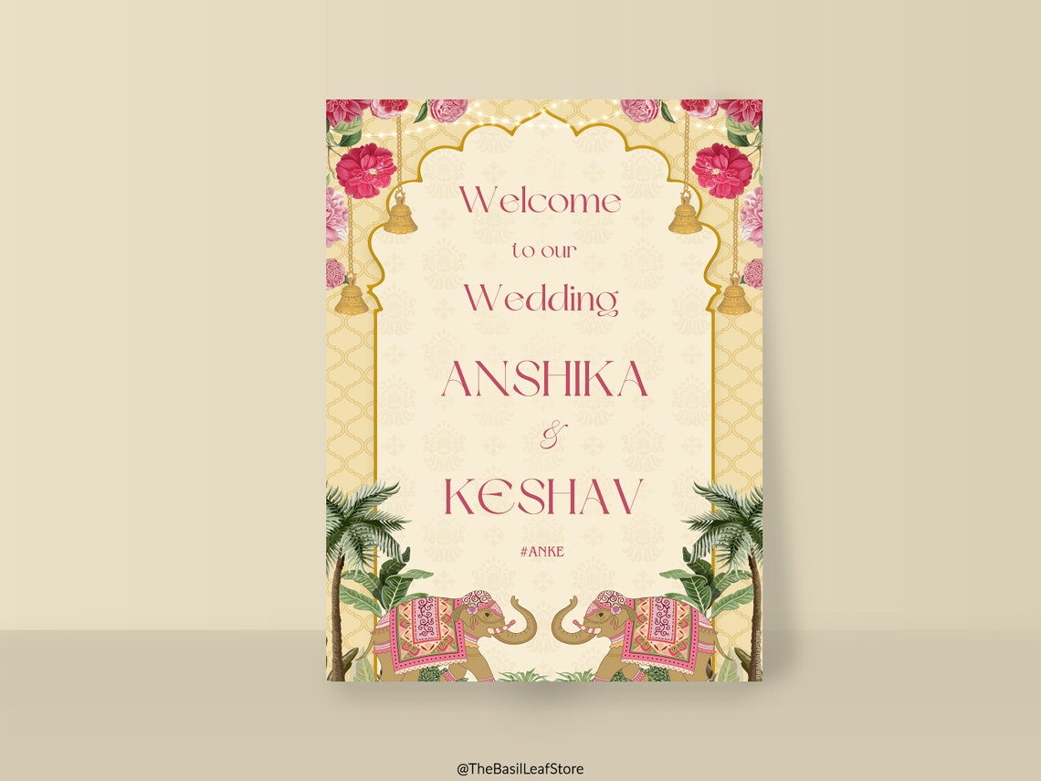 Indian Wedding Welcome Board Sign as Wedding Signage Entrance Sign ...