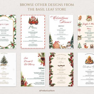 Christmas Menu Card for Christmas Party, Editable Online Christmas ...