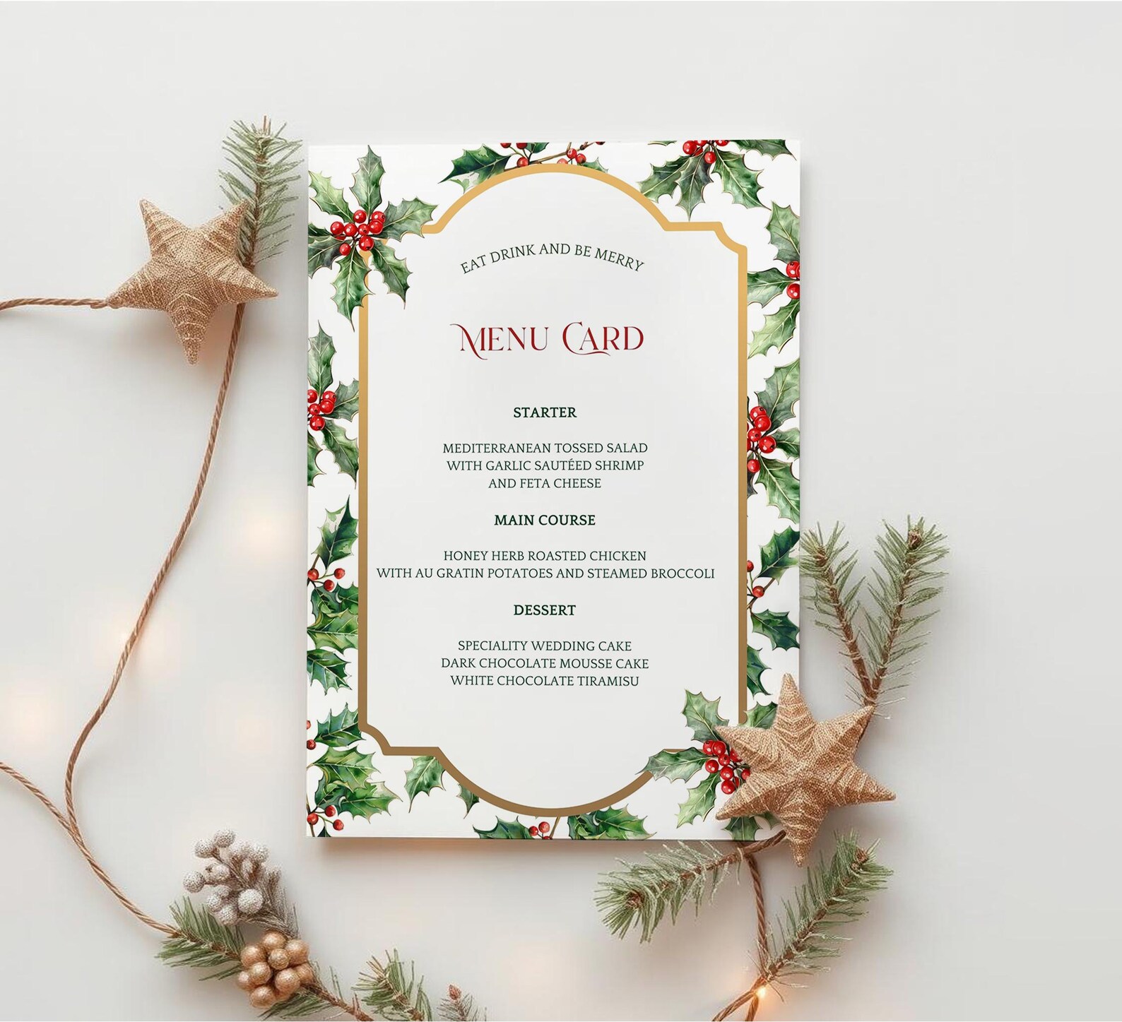 Christmas Menu Card for Christmas Party, Editable Online Christmas ...