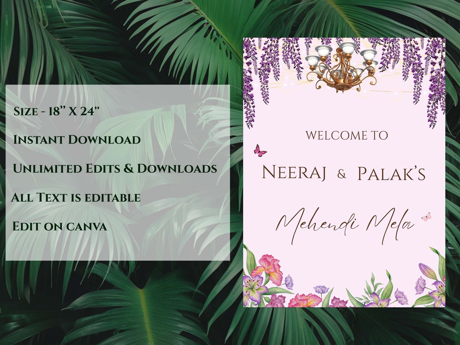 Indian Wedding Welcome Board for Mehndi Ceremony Welcome Signage for ...