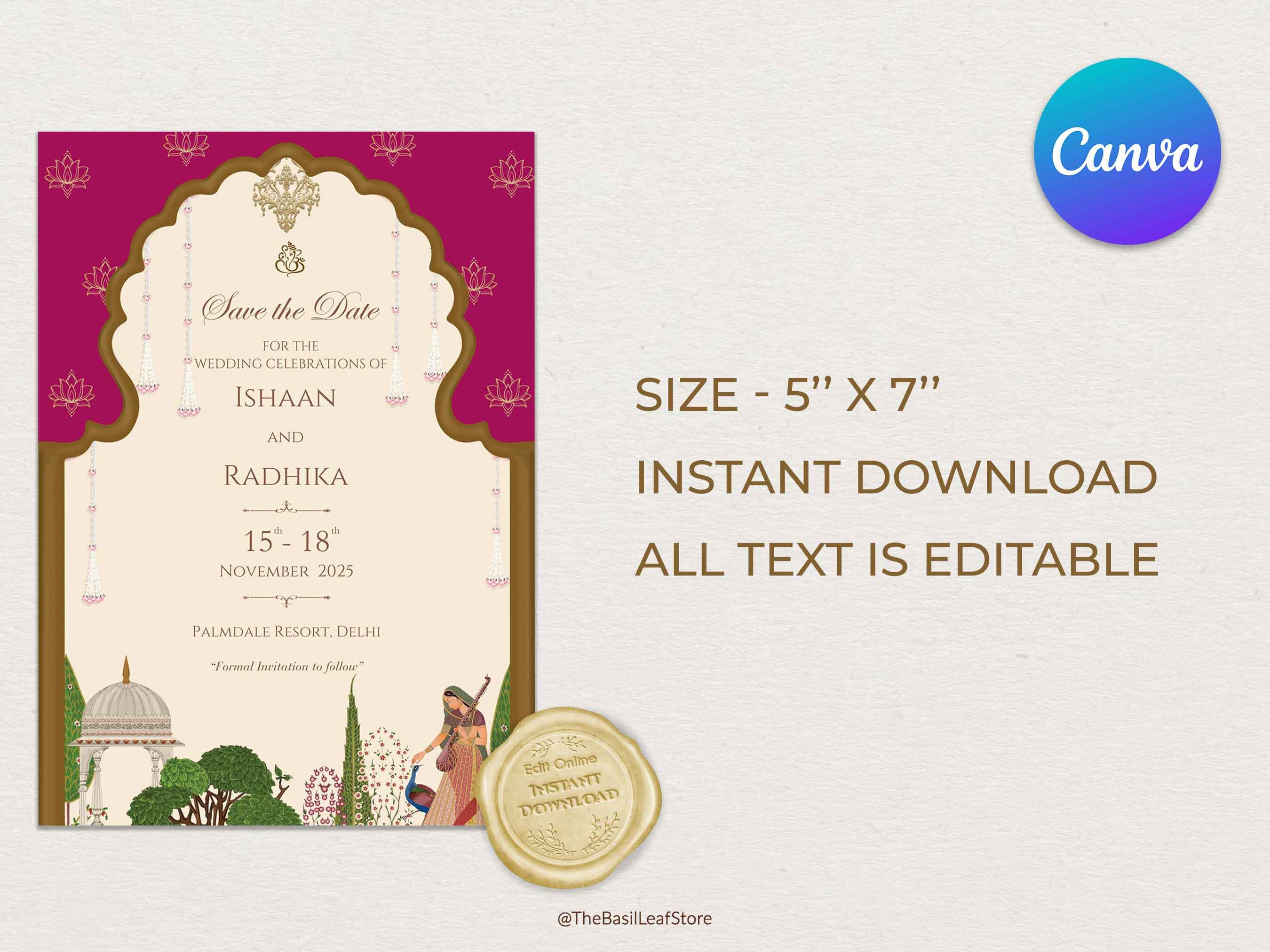 Mughal Wedding Invite Modern Indian Wedding Card Design Elegant ...