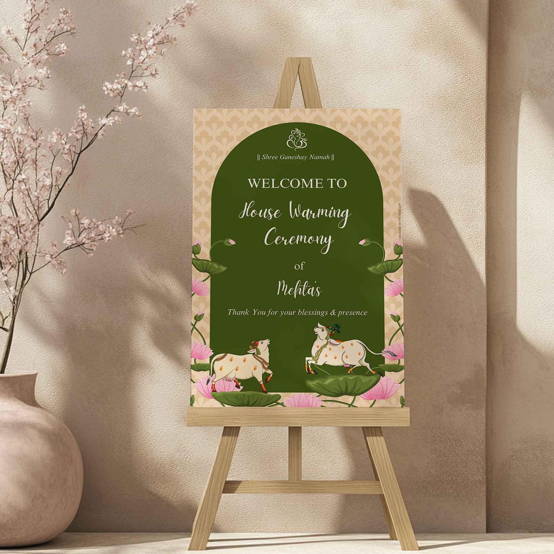 Griha Pravesh Welcome Sign Board, Indian Traditional Housewarming ...