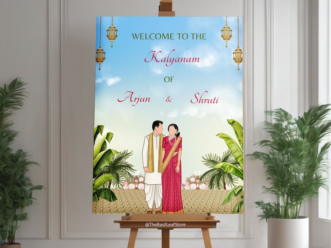 South Indian Wedding Welcome Board Sign Template for Tamil Wedding ...