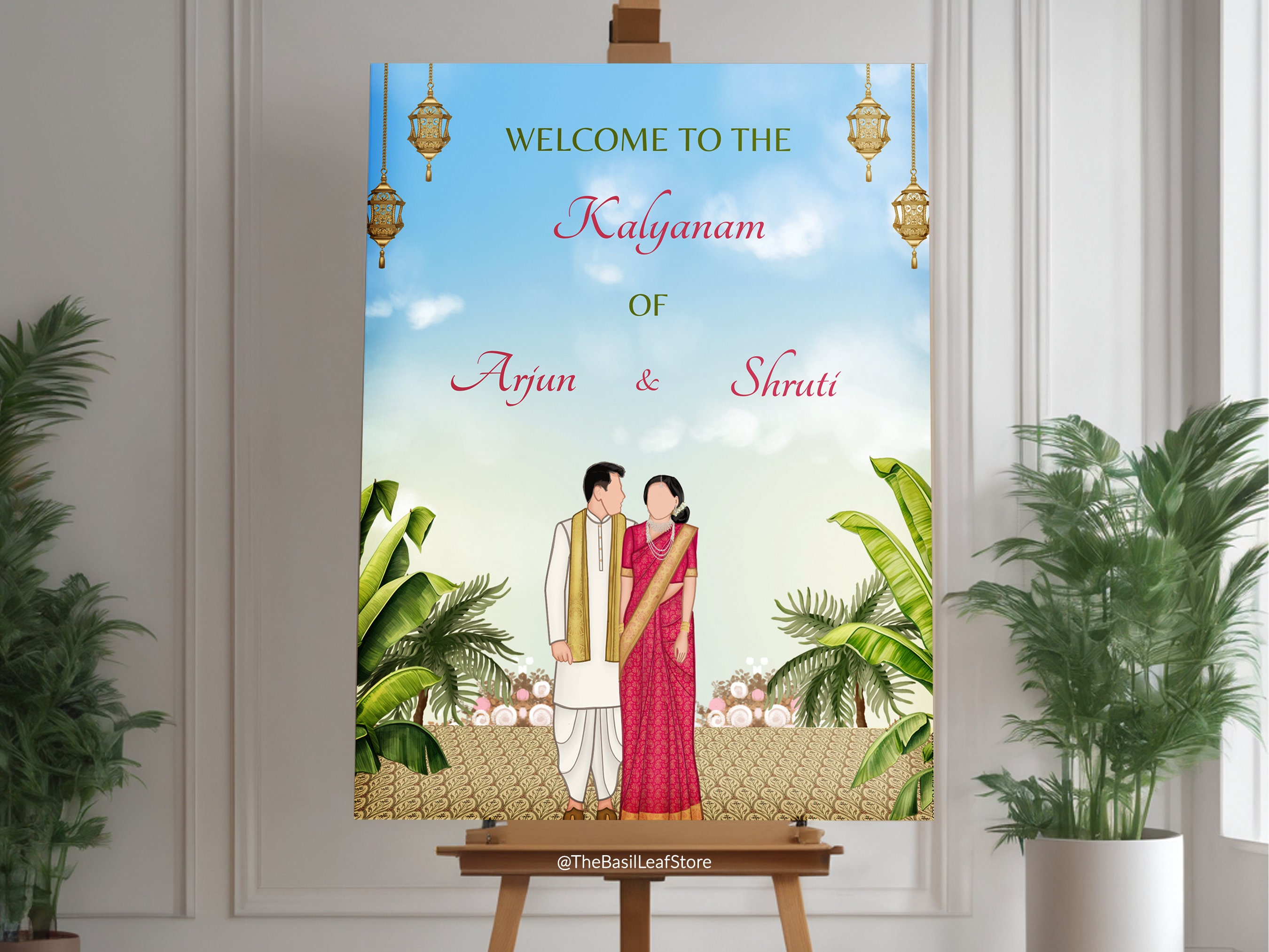 South Indian Wedding Welcome Board Signage With Wedding Couple ...