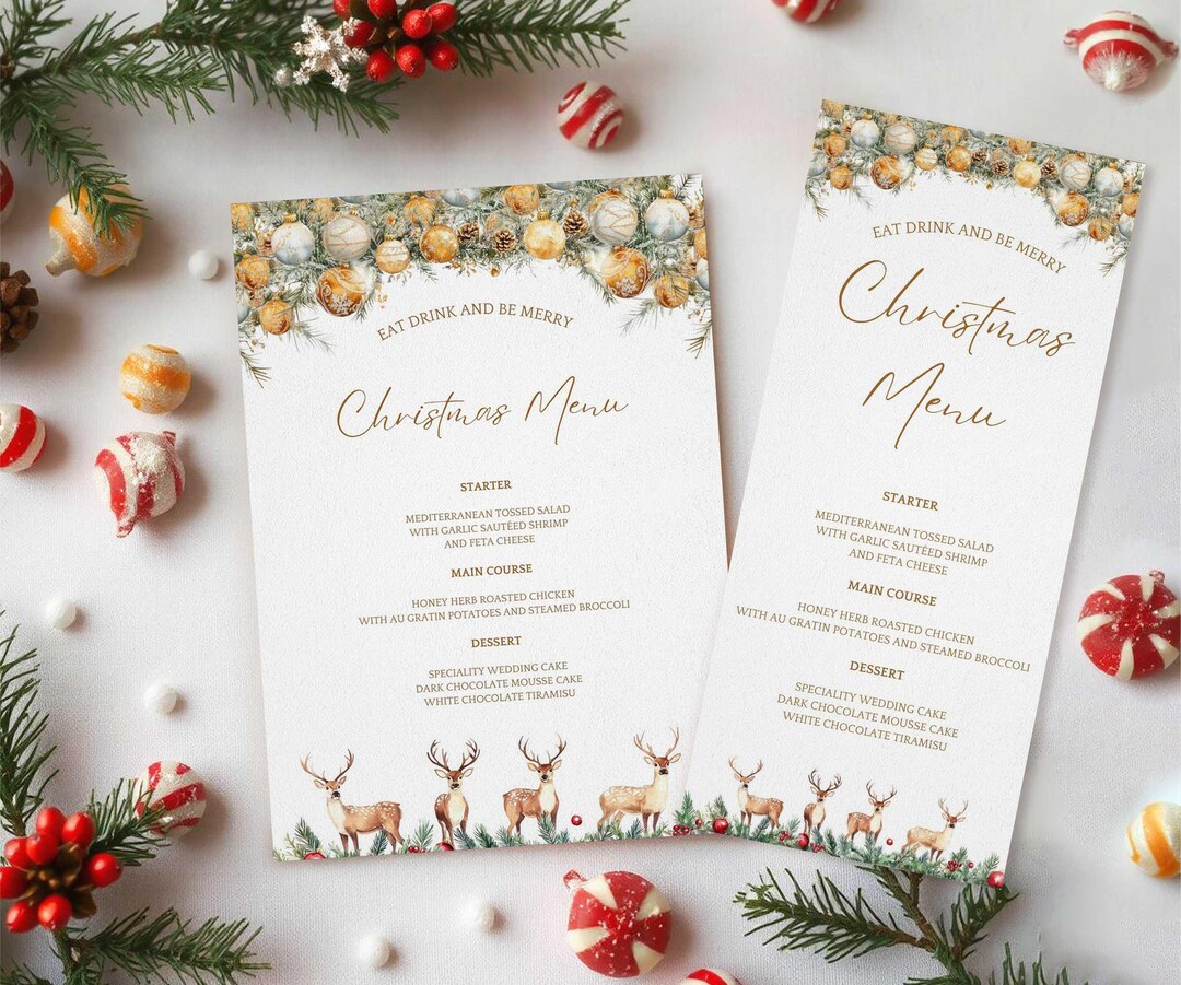 Christmas Menu Card for Christmas Party, Editable Online Christmas ...