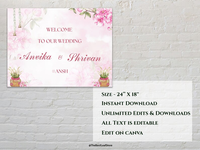 Wedding Welcome Sign Template as Entrance Sign for Indian Wedding as ...