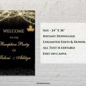 Reception Welcome Board Sign as Entrance Sign for Reception Night ...
