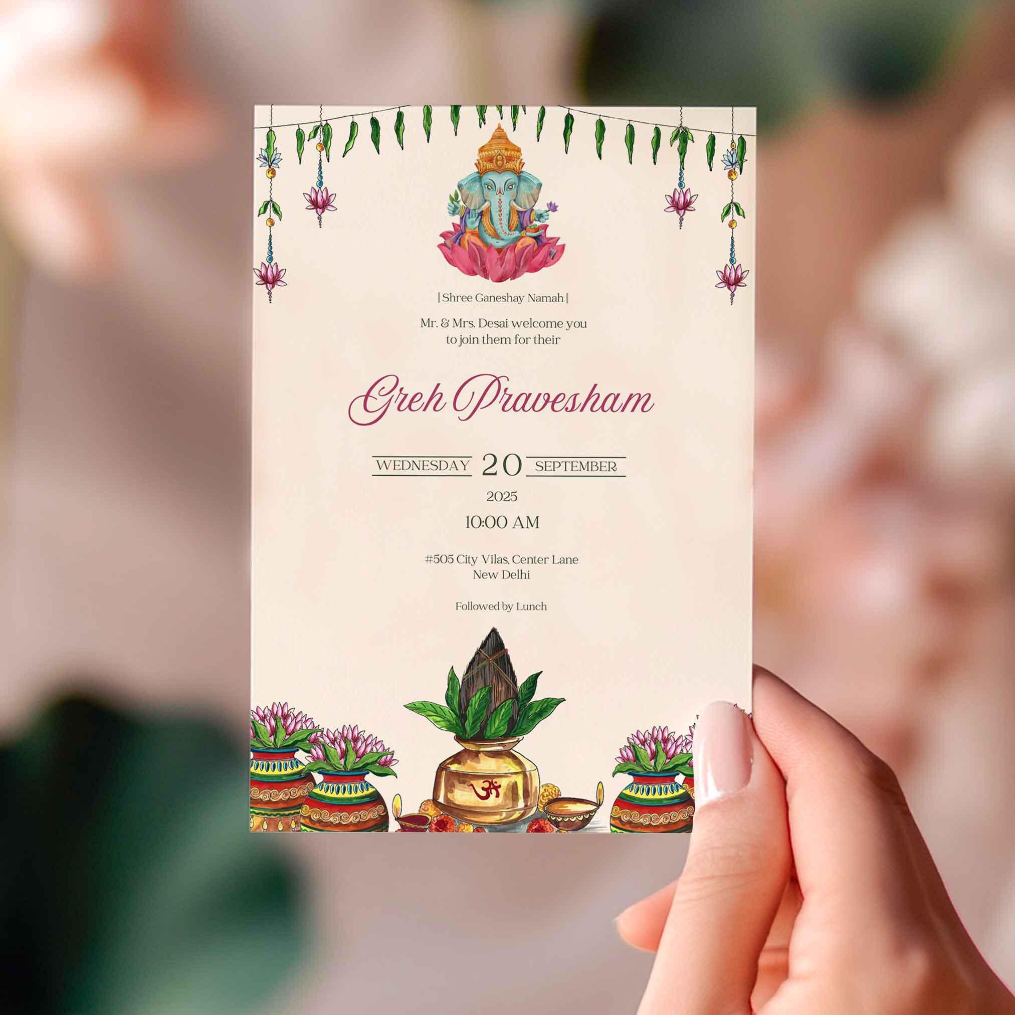 Grah Pravesh Invitation Card as Griha Pravesh Invitation Template ...