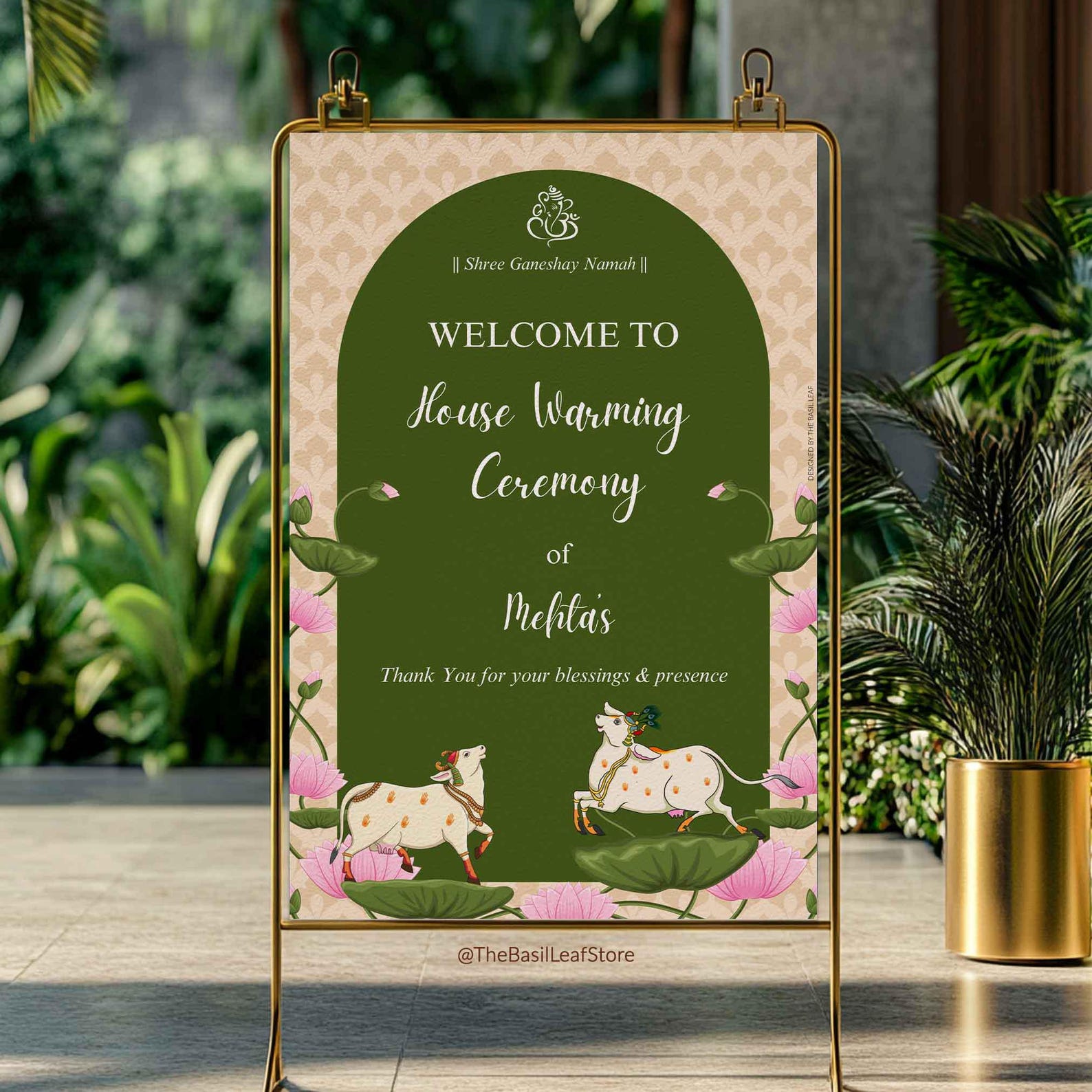 Griha Pravesh Welcome Sign Board, Indian Traditional Housewarming ...