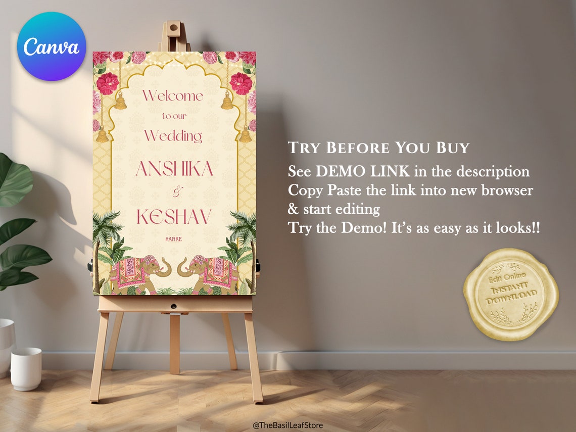 Indian Wedding Welcome Board Sign as Wedding Signage Entrance Sign ...