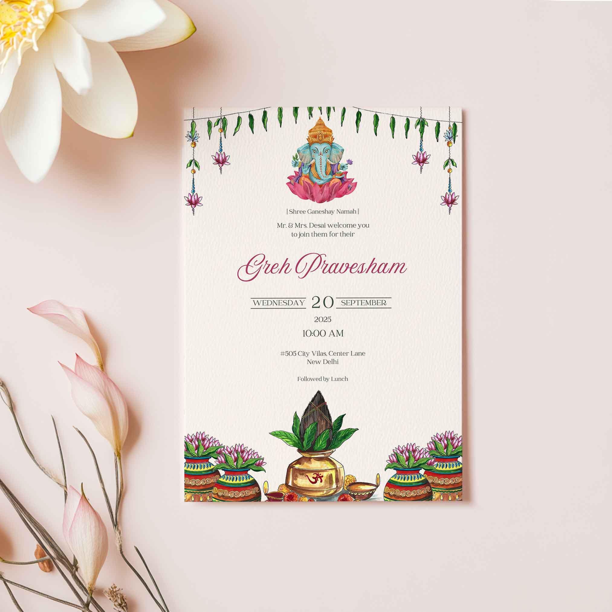 Grah Pravesh Invitation Card as Griha Pravesh Invitation Template ...