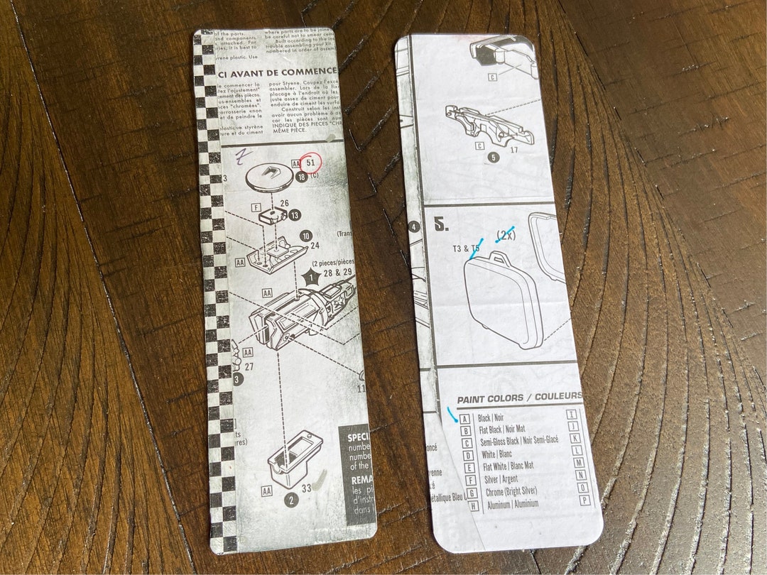 Model Kit Instruction Themed Bookmarks - Etsy