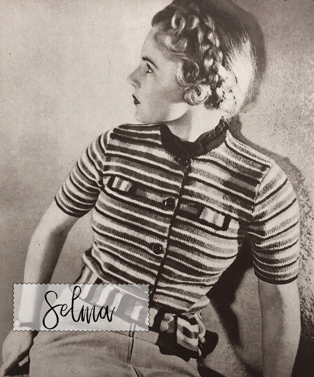 Selma Vintage Knitting Pattern From 1939 Chic Stripes - Etsy