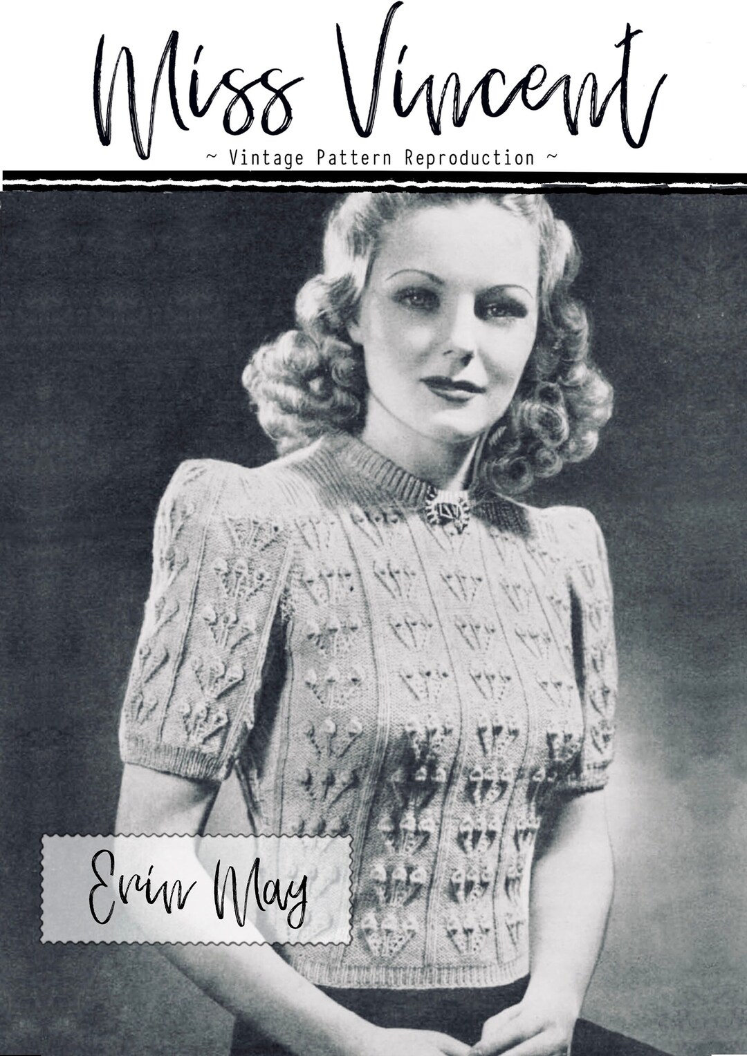 Erin May Vintage 1930s Knitting Pattern PDF Sweater Textured - Etsy