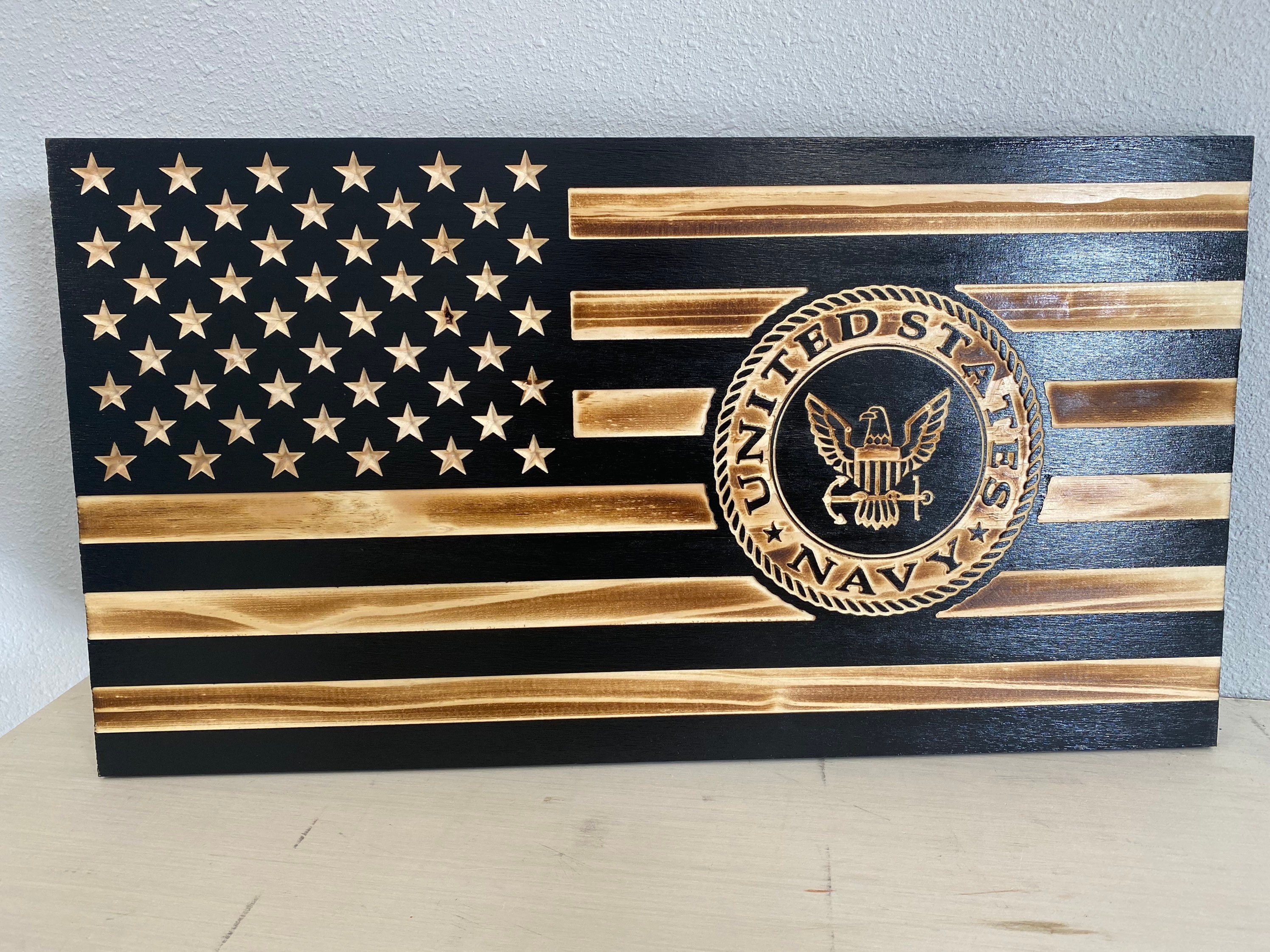 United States Navy Wooden Flag, US Navy Wall Art, Navy Gift, Military ...