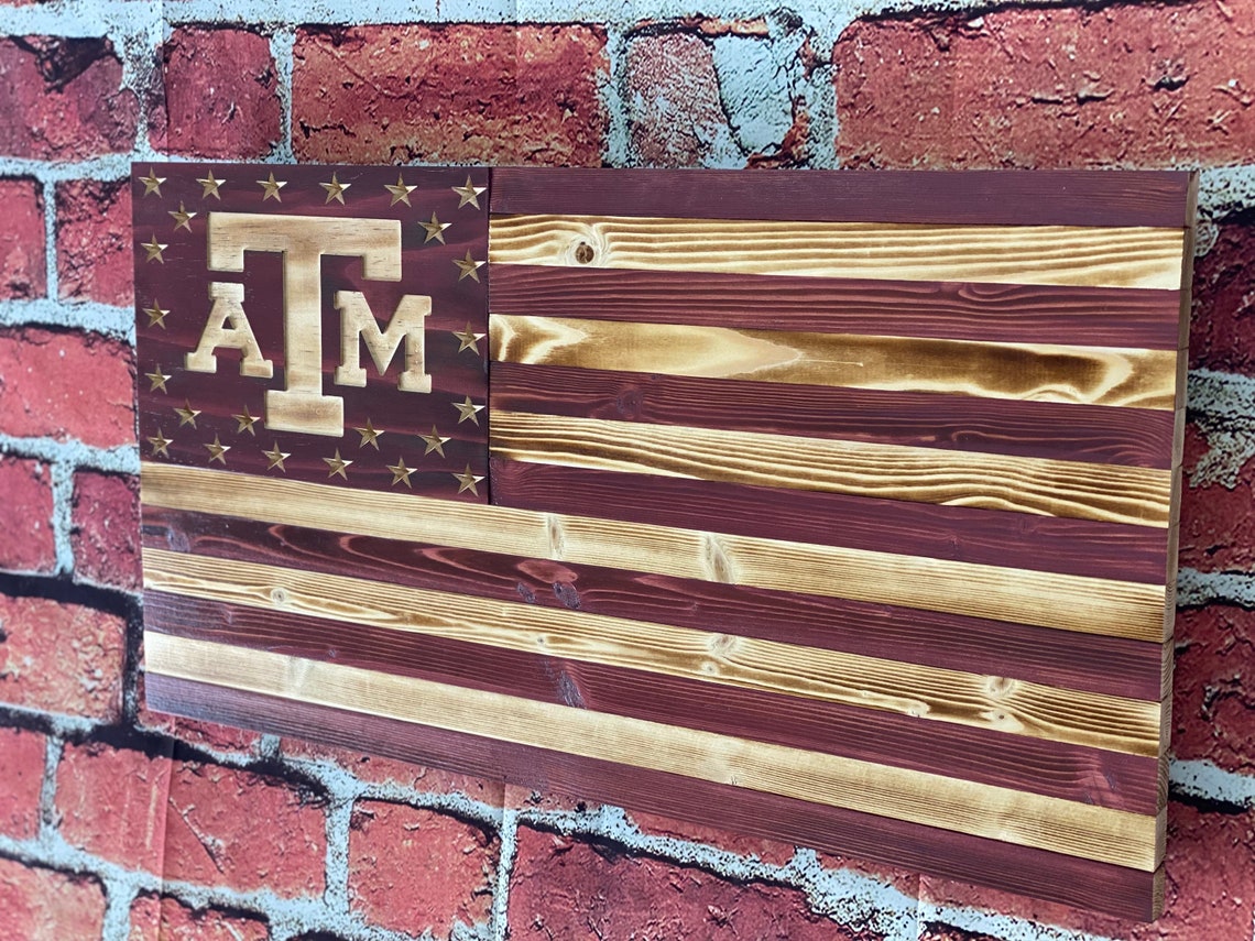Texas A&M Aggies Wooden Flag, Rustic TAMU Wall Art, Aggie Gift, Texas ...