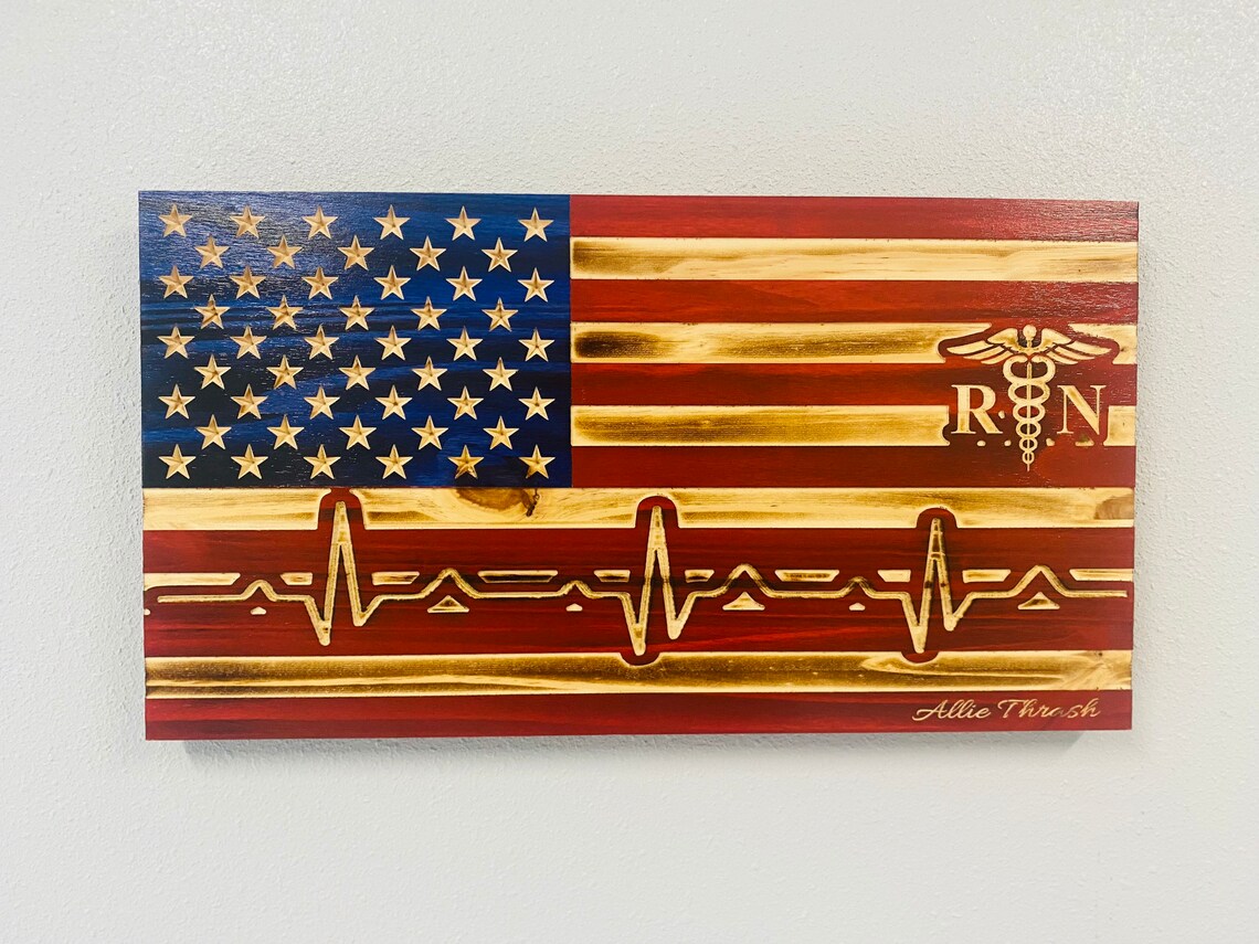 Registered Nurse Wooden Flag, RN Wall Art, Nurse Gift, Nurse Graduation ...