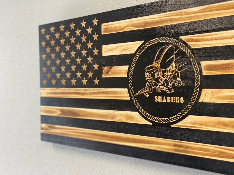 Rustic Navy Seabees Wooden Flag - Etsy