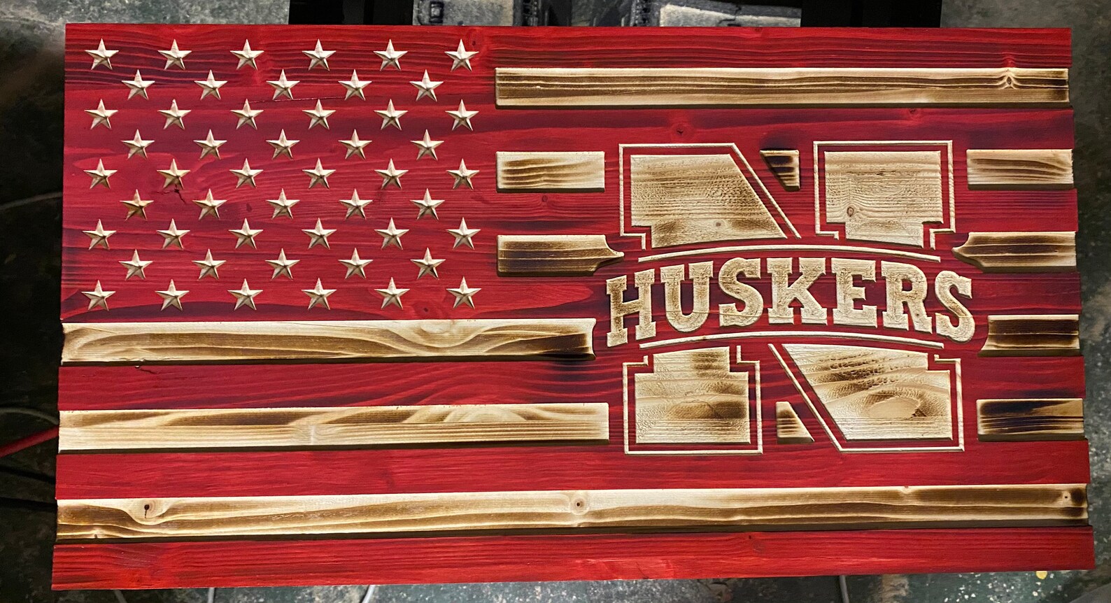 Rustic Nebraska Huskers Wooden Panel Flag | Etsy