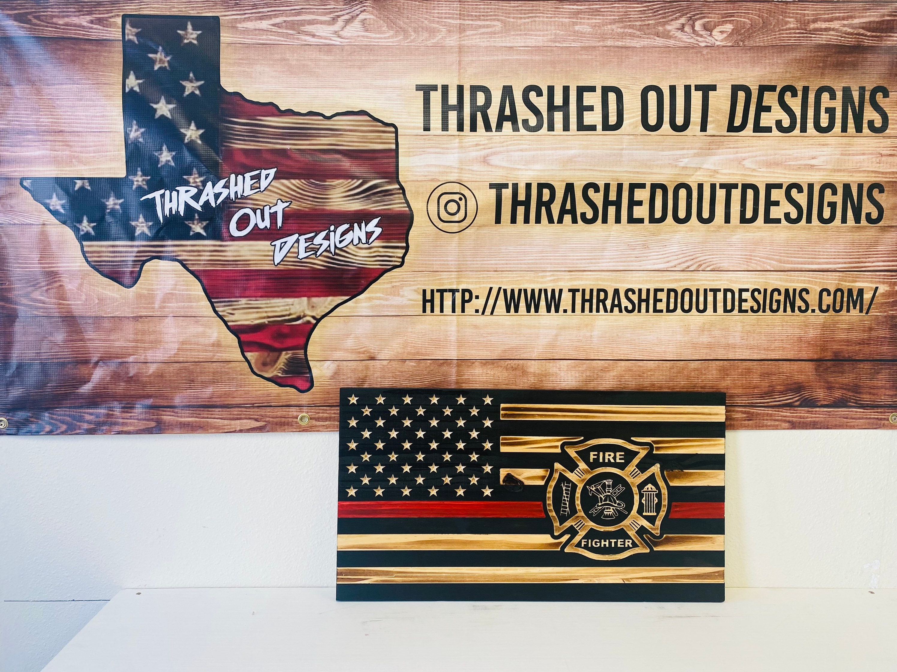 Rustic Thin Red Line Fire Fighter Wooden Flag - Etsy