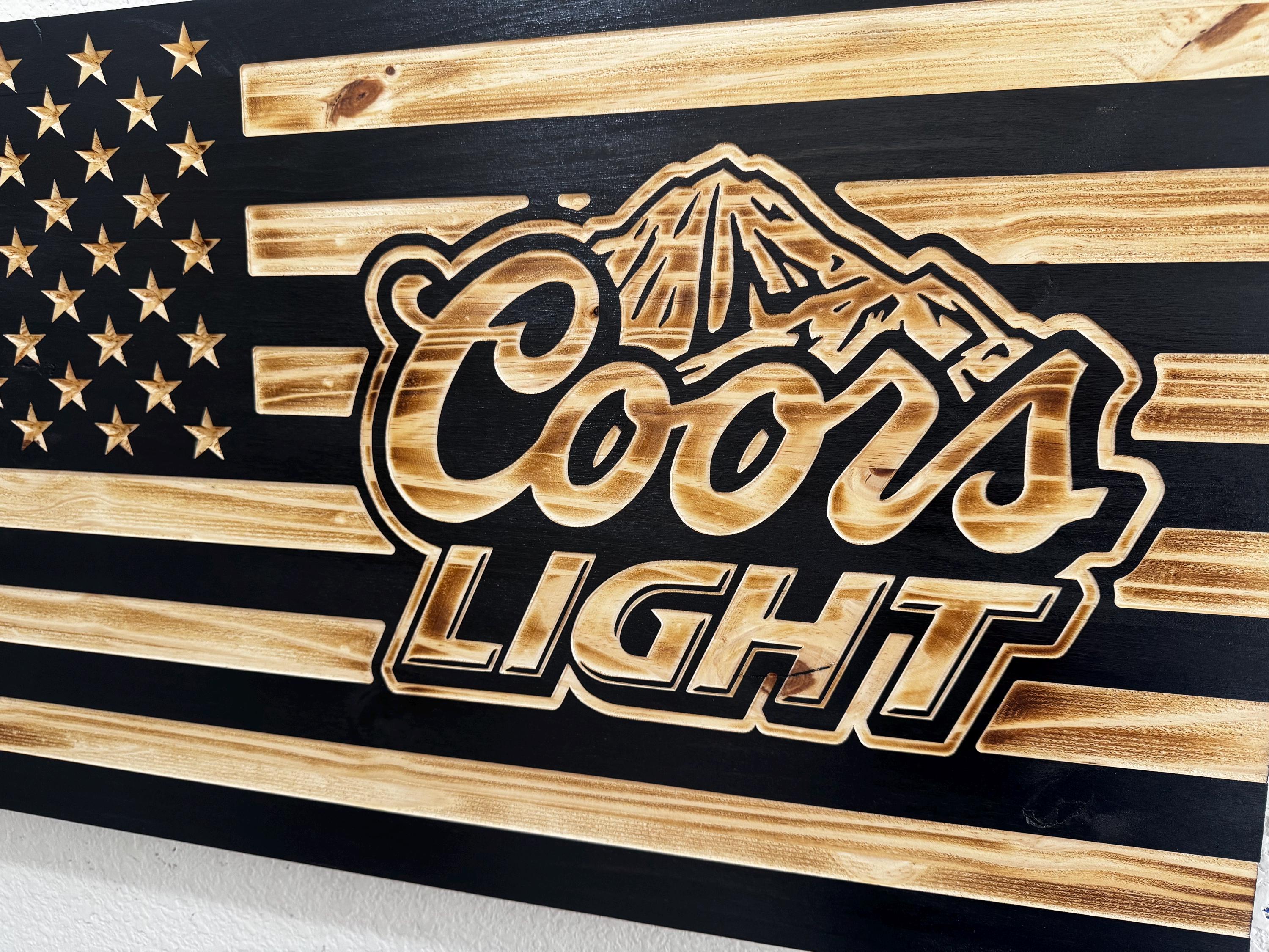 Coors Light Wooden Flag, Rustic Beer Wall Art, Man Cave Decor, Coors ...