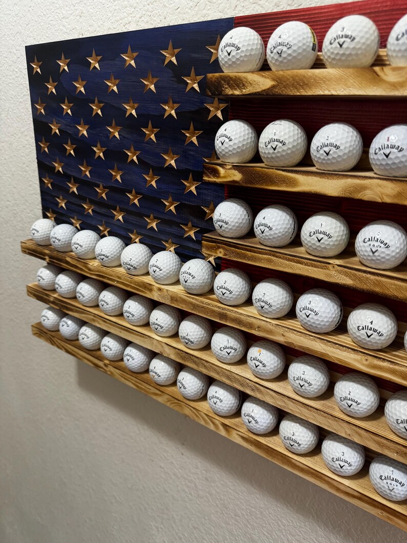 Rustic Wooden Golfball Display Flag - Etsy