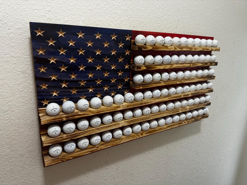 Rustic Wooden Golfball Display Flag - Etsy