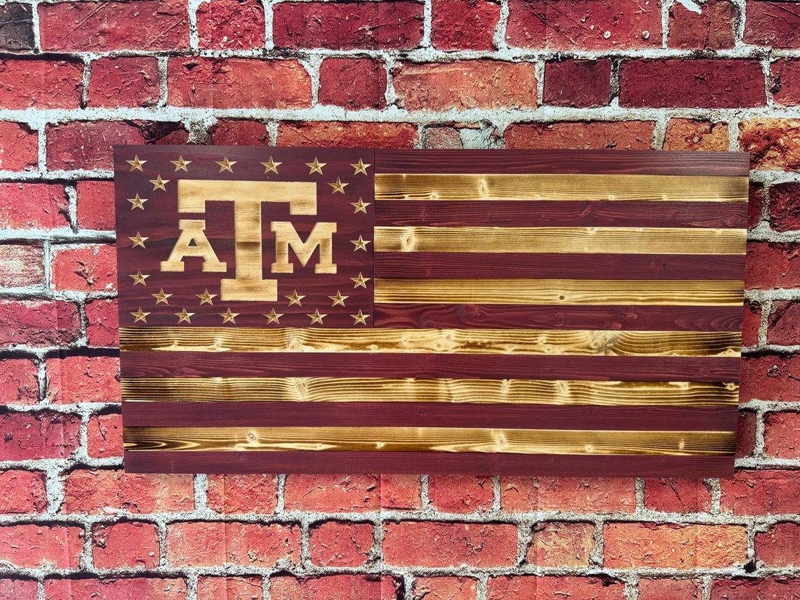 Texas A&M Aggies Wooden Flag, Rustic TAMU Wall Art, Aggie Gift, Texas ...