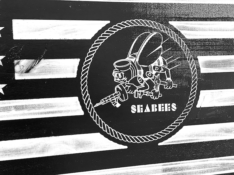 Rustic Navy Seabees Wooden Flag - Etsy