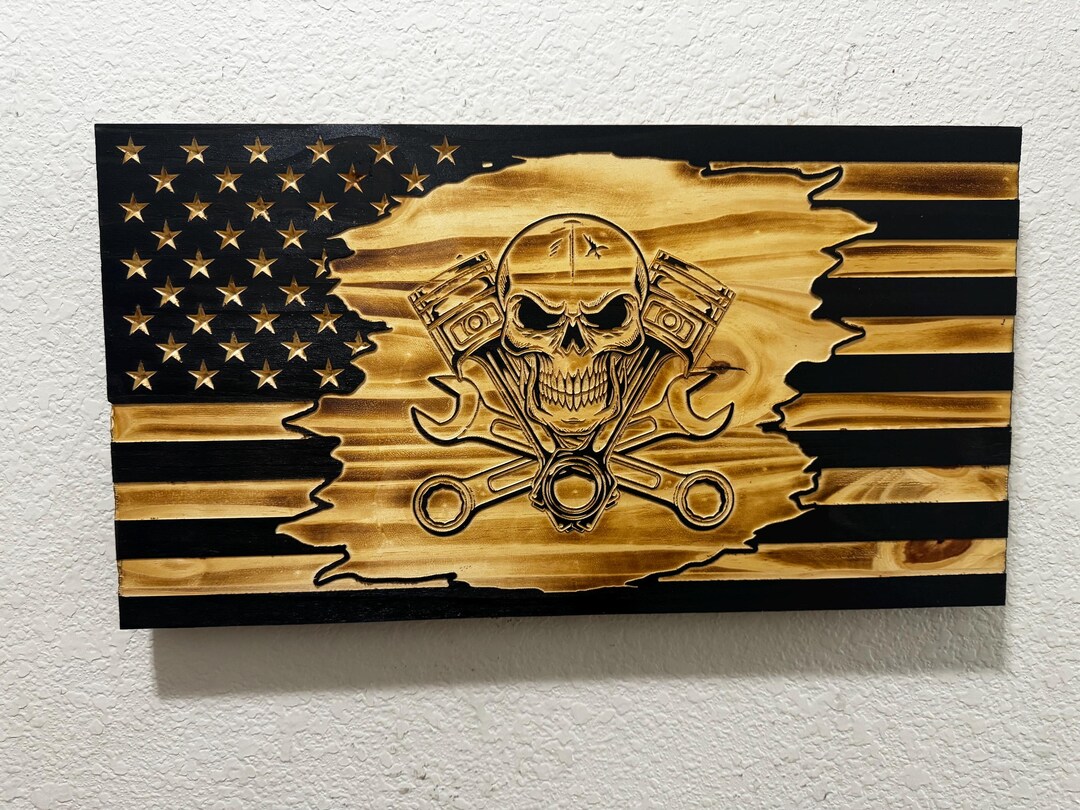 Rustic Tattered Mechanic Wooden Flag - Etsy