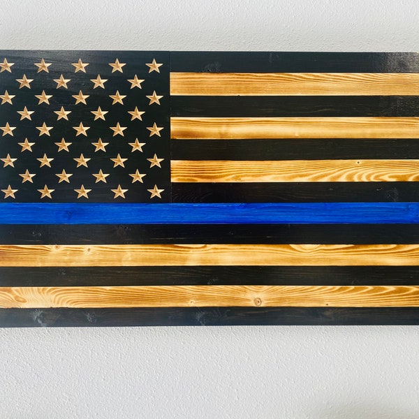 Wooden Thin Blue Line Flag - Etsy