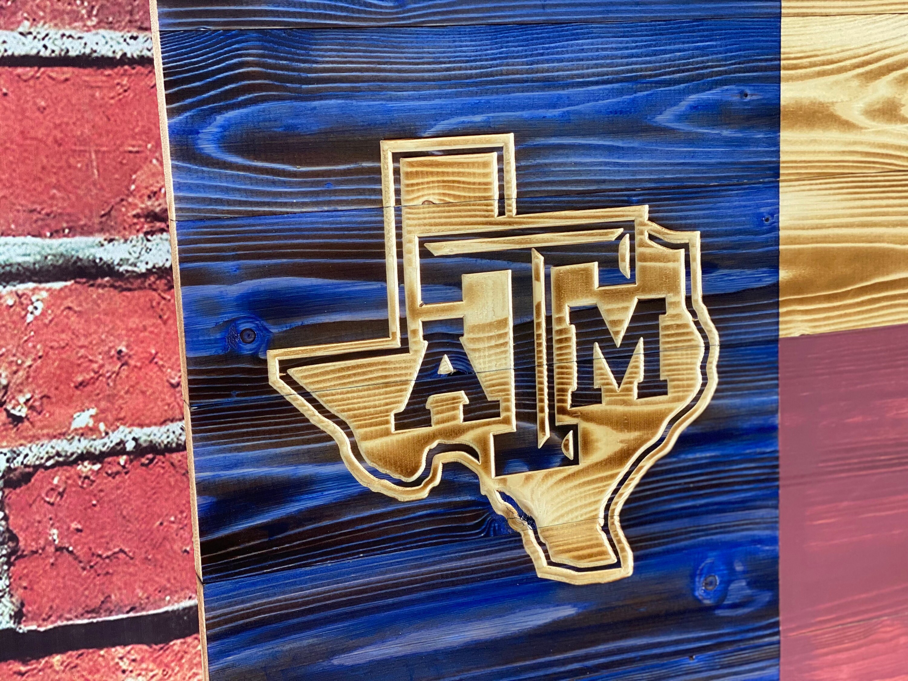 Texas A&M Rustic Aggies Wooden Flag - Etsy