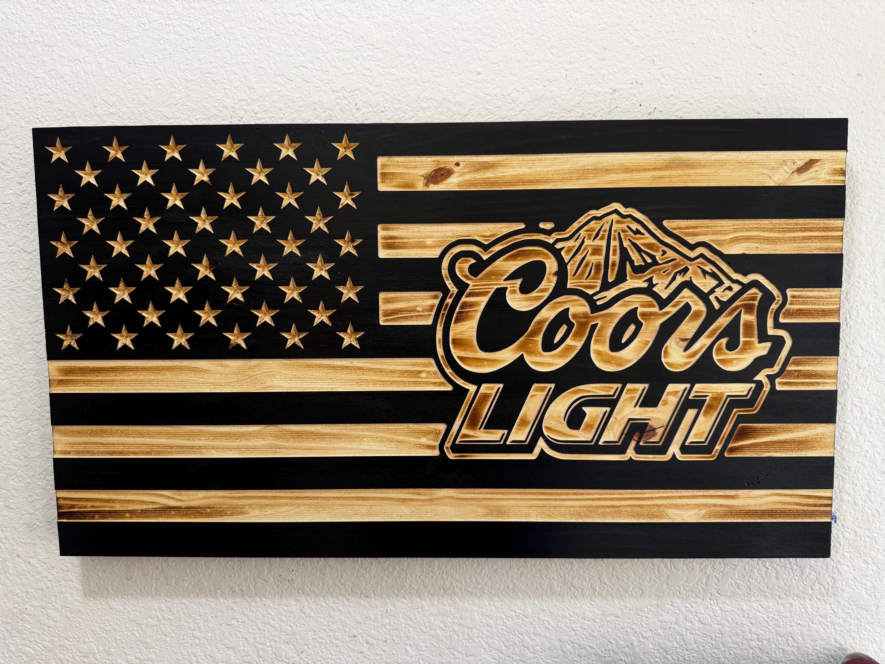 Coors Light Wooden Flag, Rustic Beer Wall Art, Man Cave Decor, Coors ...