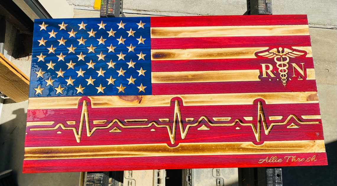 Registered Nurse Wooden Flag, RN Wall Art, Nurse Gift, Nurse Graduation ...
