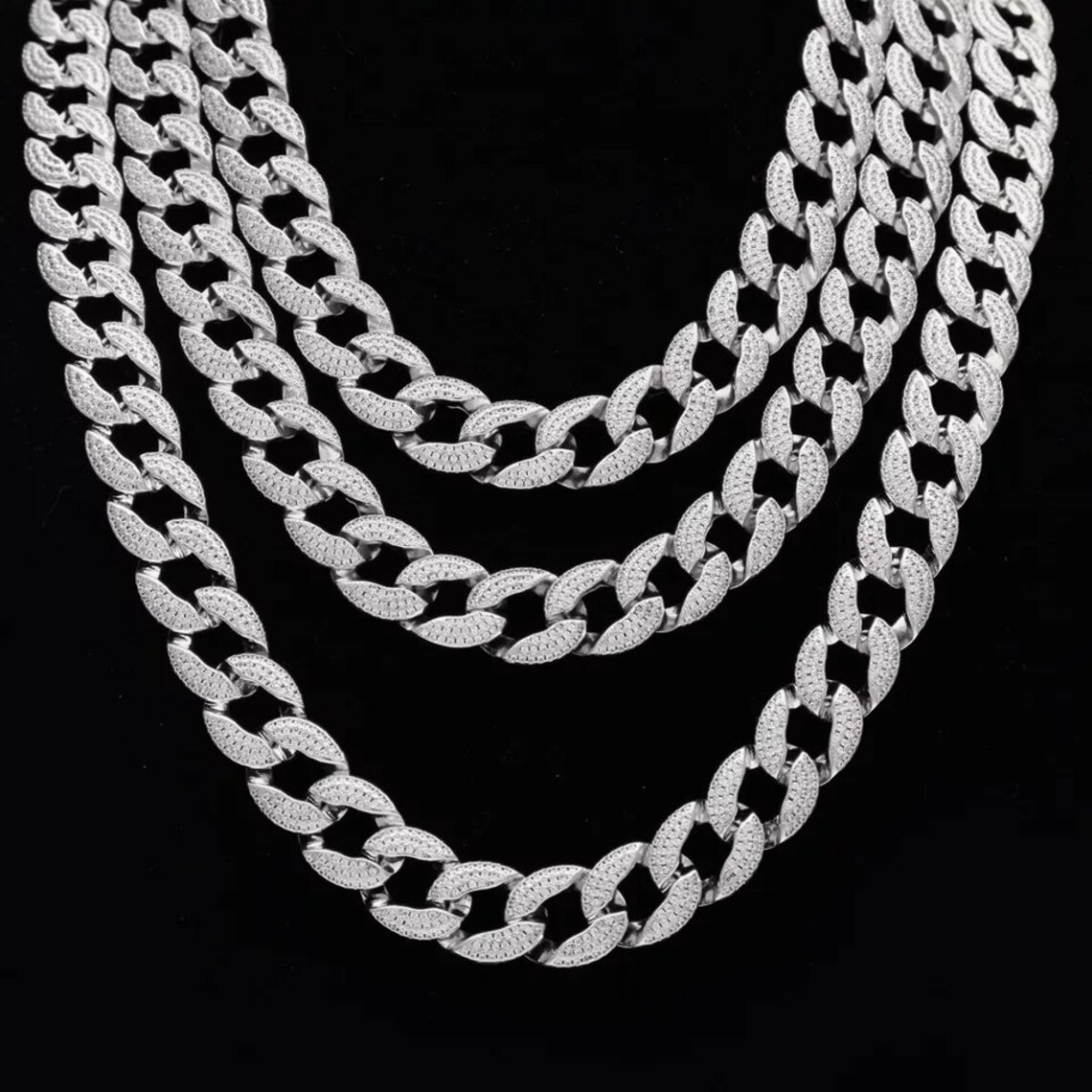 15mm Cuban Link Chain for Men Rhinestone Women Unisex Jewelry - Etsy
