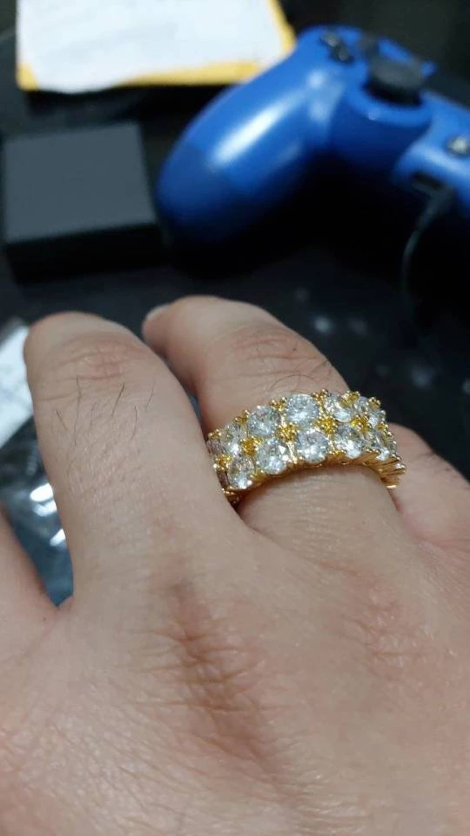 Tennis Ring 2rows Round Cut Iced Out Ring Lab Diamond Eternity | Etsy