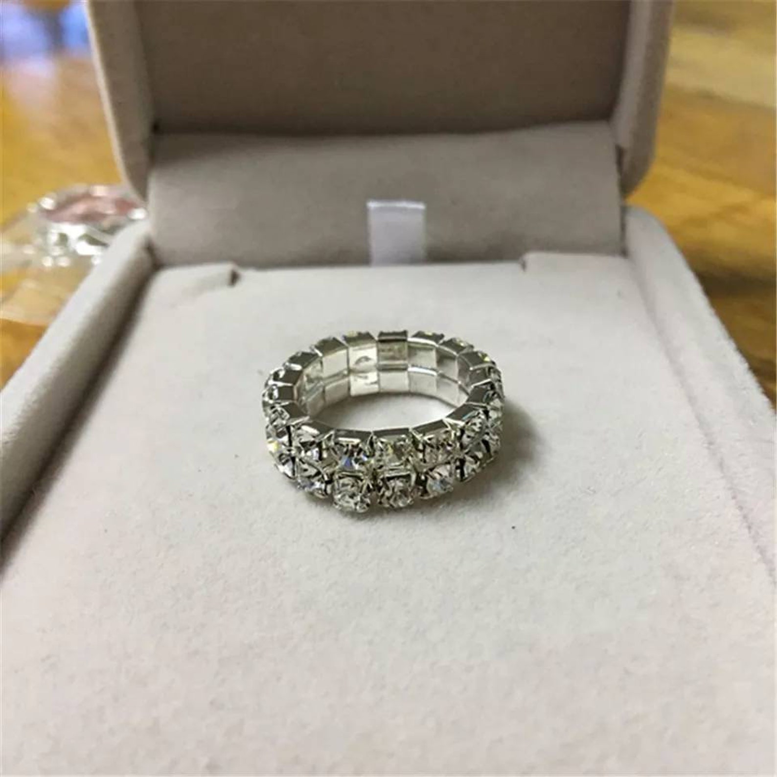 Sparkling 4 Row Crystal Rhinestone Stretch Ring Pack of 2 - Etsy